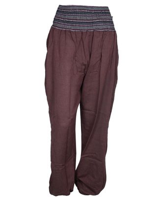 vishes Alternative Bekleidung - Leichte Damen Chino Haremshose mit dehnbarem Bund Taschen braun