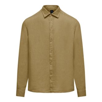 Bomboogie Homme, Chemises, Beige, Taille: 3XL Chemise en lin &agrave; manches longues