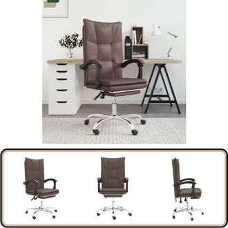 vidaXL Bürostuhl mit Liegefunktion Braun Kunstleder - Bürostuhl - Schreibtischstuhl - Ergonomischer Stuhl - Arbeitsplatzsessel - Lederlook