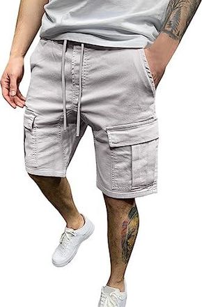 Generic Hommes Casual Solid Pantalon Pantalon Cargo Poche Slim Pantalon Shorts d&eacute;t&eacute; Shorts Hommes Casual Shorts Gar&ccedil;on, gris, XXL