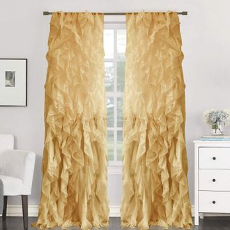 Sweet Home Collection Vorhang, Voile, vertikal, gerafft, 213 x 127 cm, 2 Stück. 84 x 50 Camel