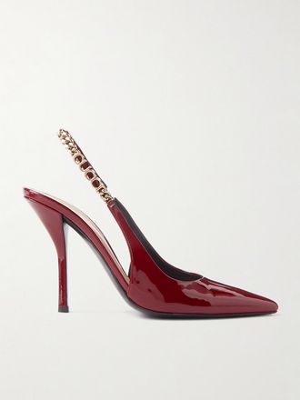 Gucci Signoria Slingback-pumps Aus Lackleder Mit Verzierung - Rot