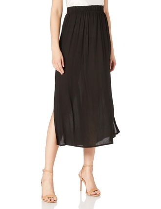 Ichi IHMARRAKECH SO SK3 Rock Damen Langer Rock Maxirock aus Jersey Relaxed-Fit, Gr&ouml;&szlig;e:L, Farbe:Black (194008)