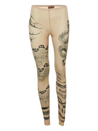 Jean Paul Gaultier x KNWLS Leggings mit Tattoo-Print - Nude