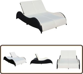 vidaXL Vidaxl - Doppel-Sonnenliege mit Auflage Poly Rattan Schwarz - Gartenmöbel - Sonnenliege - Rattan Möbel - Outdoor Möbel - Pool Lounge Chair