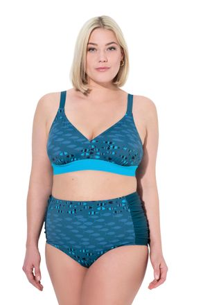 Ulla Popken Damen große Größen Übergrößen Plus Size Bikini, Fische, ohne Softcups, Träger verstellbar tannengrün 48 837323752-48