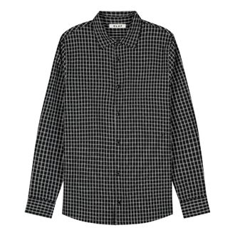 Olaf Hussein Homme, Chemises, Noir, Taille: XS Checked Seersucker LS Shirt