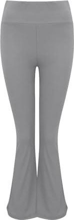 Generic Pantalon long évasé noir pour femme | Pantalon de yoga pour femme - Pantalon extensible à jambe droite - Pantalon slim à jambe large - Legging de spor