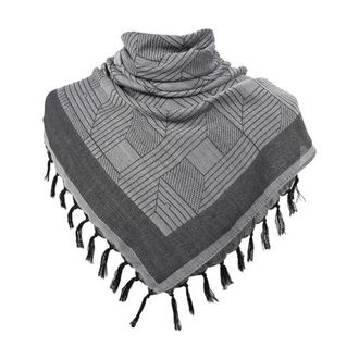 Generic &Eacute;charpe Keffiyeh Hatta large avec pompons Shemagh Keffiyeh arabe pied-de-poule 100 % coton unisexe foulards avec dents, gris fonc&eacute;, Taille unique