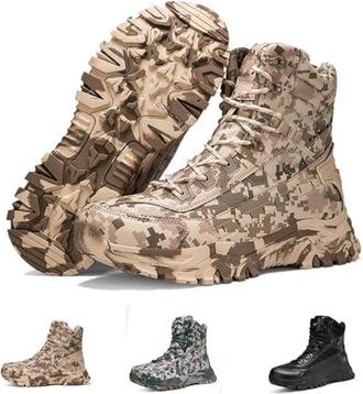Generic Bottes de travail en cuir pour homme avec soutien de la vo&ucirc;te plantaire - Chaussures de randonn&eacute;e imperm&eacute;ables anti-crevaison, Camouflage Sable B, 40 