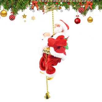 Generic Weihnachtsmann mit Musik-Kletterseil - weihnachtliche animierte Dekoration, batteriebetriebene Weihnachtsmann-Figur, interaktive Weihnachtsdekoration 