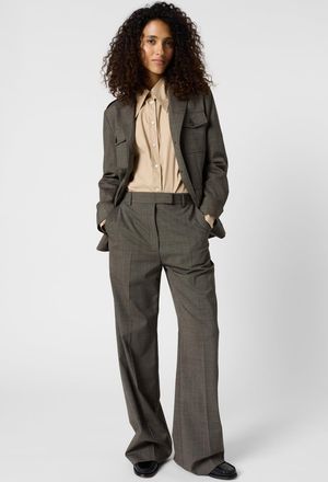 Gerard Darel Pantalon droit imprim&eacute; fil &agrave; fil - AELYA - Marron