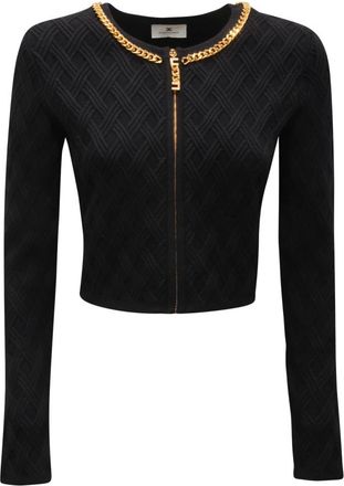 Elisabetta Franchi Femme, Pulls, Noir, Taille: 42 FR Mk-29B-56E2 Cardigan