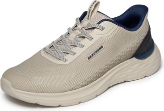 Skechers Slip-On Sneaker SKECHERS GARNER, Herren, Gr. 47,5, taupe, Textil, Schuhe, Slipper, Schn&uuml;rschuh mit Relaxed Fit