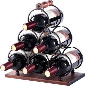 Generic Weinregal f&uuml;r Die Arbeitsplatte, Flaschenhalter aus Holz mit Griff, Im Retro-Stil, Einfache Montage, f&uuml;r K&uuml;che, Wohnzimmer Oder Bar(Brass)