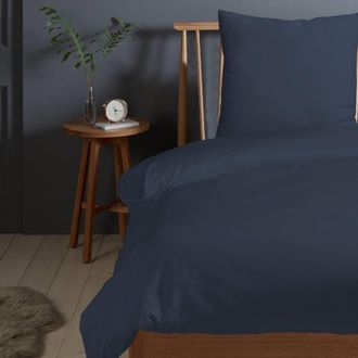 Pizuna 400 Fadenzahl aus Baumwolle Bettw&auml;sche Dunkelblau, 100% Langstaple Baumwolle Bettbezug und Kissenbezug, 100% Baumwolle Mako Satin 2-Teilig Bettw&auml;sches