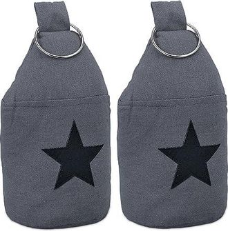 Relaxdays T&uuml;rstopper Stern, 2er Set, HD: 22,5x11 cm, hoch, Stofft&uuml;rstopper mit Griff, freistehend, dunkelgrau/schwarz