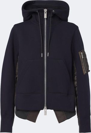 sacai Sweat-shirt &agrave; capuche en coton m&eacute;lang&eacute;