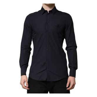 Dolce & Gabbana Dunkelblaues Baumwollhemd - - Shirts - Herren - Blau - S