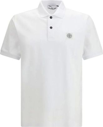 Stone Island Homme, Tops, Blanc, Taille: 2XL Polo en coton avec col classique