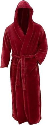 Generic Peignoir de bain à capuche pour homme, peignoir en polaire à col châle en peluche pour homme, peignoir à capuche en peluche, manteau de maison, pyjama