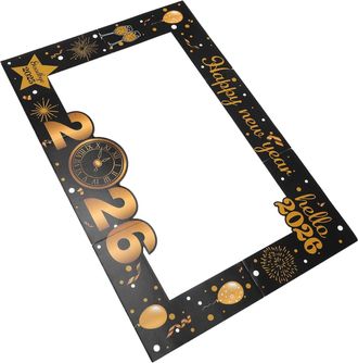 Garneck Neujahrs Party Foto Requisiten Schaumstoffrahmen Robust Stabil Silvester Selfie Rahmen Vielseitig Dekorativ Einfache Montage f&uuml;r Neujahrsfeier