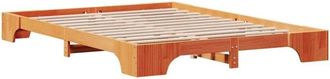 vidaXL Bettgestell Wachsbraun 207 x 155.5 x 17 cm Massivholz Kiefer Vidaxl