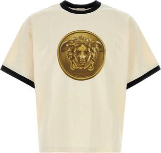 Versace Homme, Tops, Blanc, Taille: XL Printed Cotton-Jersey Regular T-Shirt