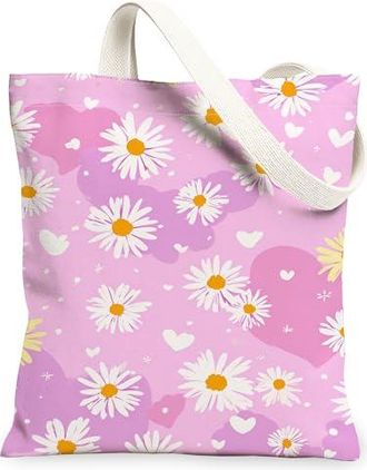 Generic Sacs fourre-tout en toile florale, motif fleur de chrysanth&egrave;me, sacs d&eacute;picerie r&eacute;utilisables, sacs d&eacute;picerie mignons, vintage, l&eacute;gers, lavables, p&ecirc;che