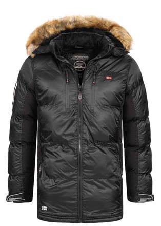 Geographical Norway Herren Winterjacke Jacke Parka Wanderjacke Herren Jacken Warm Parka Softshell Jacke Outdoorjacken Kurz-Mantel Kapuze H-261 Schwarz XL
