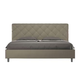 ITYhome Letto Matrimoniale King Size Rivestito In Similpelle - Priya - Dimensione Rete: 180x210 - Colore: Cappuccino - Tipologia Letto: Con Rete