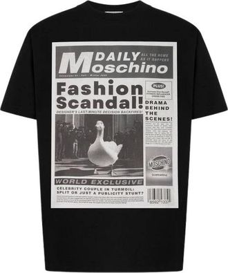 Moschino unisex, Tops, Noir, Taille: XS T-shirt Imprim&eacute; en Jersey de Coton