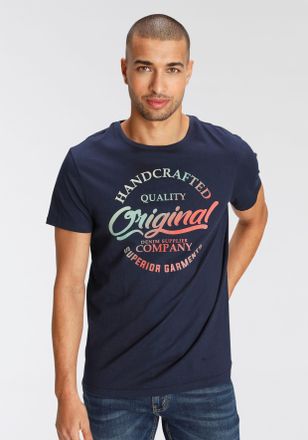 AJC T-Shirt AJC, Herren, Gr. XXL (60/62), blau (marine), Jersey, Obermaterial: 100% Baumwolle, bedruckt, unifarben, schmal, Rundhals, Shirts T-Shirt, kurz