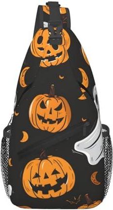 Generic Sacoche Homme Bandouliere Citrouille fant&ocirc;me dHalloween Antivol Sling Sac &agrave; Bandouli&egrave;re Durable Cross Body pour Homme &eacute;cole Camping