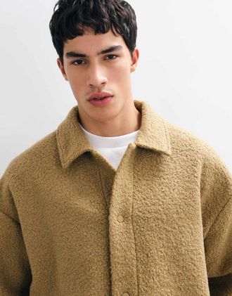 Asos surchemise oversize textur&eacute;e beige - camel-Neutre