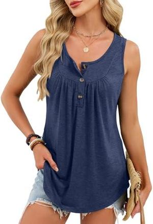 Generic Debardeur Femme Chic et &eacute;l&eacute;gant Chemisier sans Manche D&eacute;bardeur Crop Top Ete Haut Chic et Elegant Fluide Ample Caraco Vetement Femme Tee Shirt sans Ma