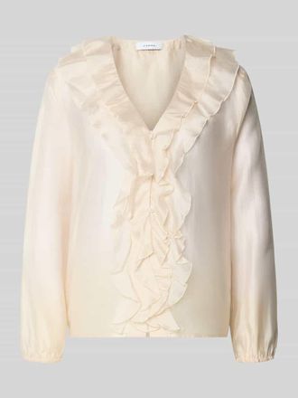 Comma Regular Fit Bluse aus Lyocell-Mix mit Volants