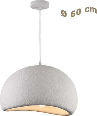 Trade Shop Pendentif Lustre Plafond Effet Pierre Blanc &oslash;40 / 50 / 60cm Connexion E27 Ip20 B16-b -60 Cm