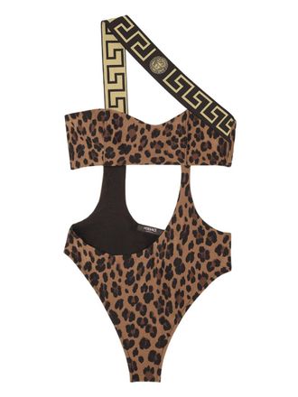 Versace maillot de bain &agrave; imprim&eacute; l&eacute;opard - Marron