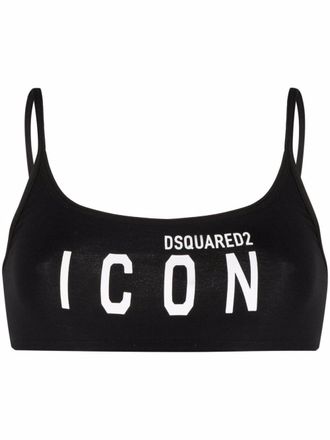 Dsquared2 Sport-BH mit Logo-Print - Schwarz