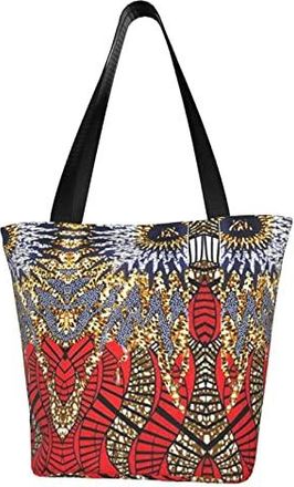 AOOEDM Africain Ankara sac fourre-tout r&eacute;utilisable femmes sac &agrave; main d&eacute;contract&eacute; sacs &agrave; bandouli&egrave;re pour faire les courses &eacute;picerie voyage &agrave; lext&eacute;rieur