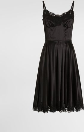 Dolce & Gabbana Kleid Aus Satin - Frau Collection Schwarz 42