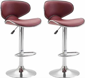 Clp 2er Set Barhocker Las Vegas Kunstleder bordeauxrot chrom
