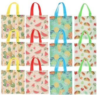 Healifty 12 pi&egrave;ces Cabas R&eacute;utilisable en Tissu Non Tiss&eacute; Imperm&eacute;able avec Motifs Fruits Lot de Sacs Pliables pour Courses Supermarch&eacute; Plage et Rangement Polyva
