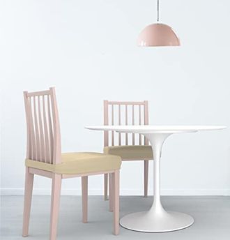 Italian Bed Linen 1 Paar Stuhlhussen ohne R&uuml;ckenlehne, bi-elastisch, dehnbar, maschinenwaschbar, Sitzbezug f&uuml;r B&uuml;ro- und Esszimmerst&uuml;hle, cremefarben