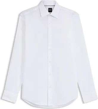 BOSS Herren H-JOE-C1-214 Regular-Fit Hemd aus b&uuml;gelleichter Baumwoll-Popeline Wei&szlig; 43