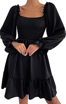 Generic Robe de pirate pour femme - Manches longues - Costume de pirate - Robe courte - Robe de pirate - Robe courte - Robe de carnaval victorien - Costume de