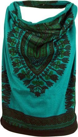 Guru Shop Goa Top, Dashiki Psytrance Neckholder Top - Petrol, Damen, Baumwolle, Size:M/L (38/40)