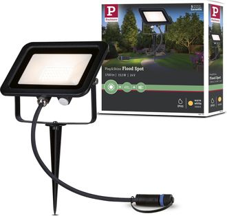 Paulmann 94575 Plug & Shine LED Außenleuchte Gartenstrahler Fluter IP65 Warmweiß incl. 1x15,5 Watt Schwarz Aluminium Spot 3000 K