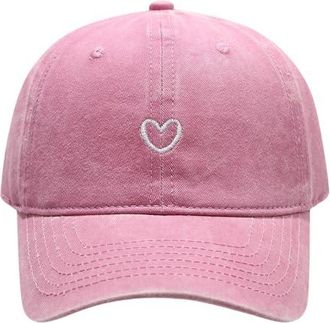 Generic Casquette de baseball pour femme - Couleur unie - Motif coeur brod&eacute; - Doux - Pour lext&eacute;rieur - Sans pompon, Rose, taille unique